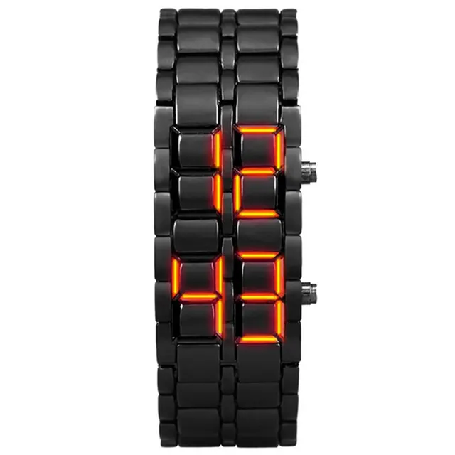 Fashion Mens Digital Lava Wrist Watch Men Black Full Metal Red Blue LED ...