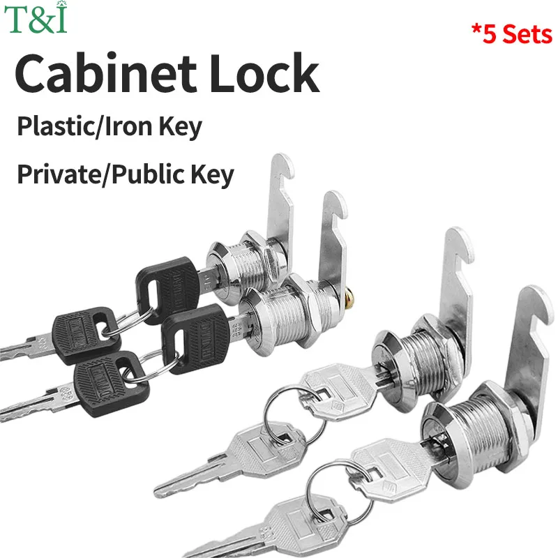 Cabinet Cam Lock Set, 5 Pack Two-Sided Keyed Alike 16MM-30MM Cylinder ...