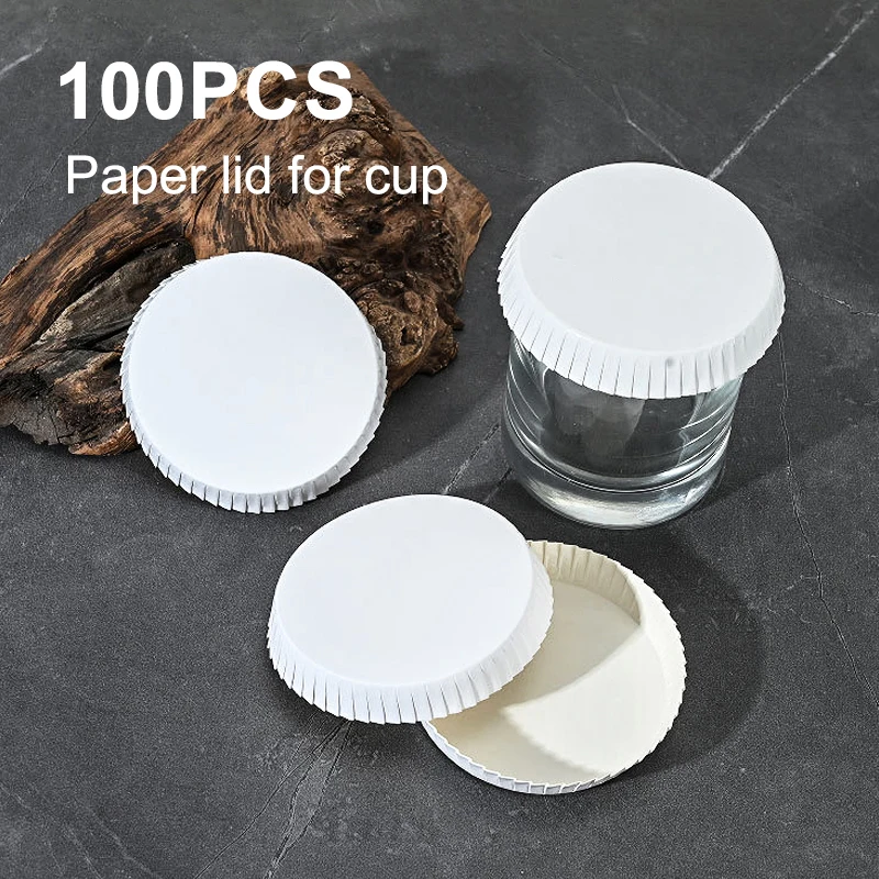 100PCs Disposable Paper Cup Lid Drinking Glass Paper Covers Coffee Tea ...
