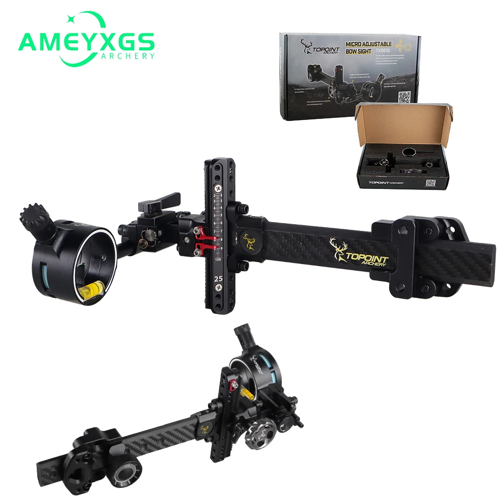 TOPOINT-Compound-Bow-Sight-New-Long-Pole-Double-Needle-Sight-Carbon-Rod ...