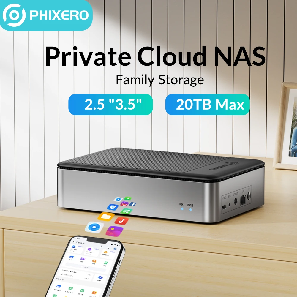 PHIXERO-Private-NAS-Storage-HDD-Hard-Drive-Enclosure-Network-Box-With ...