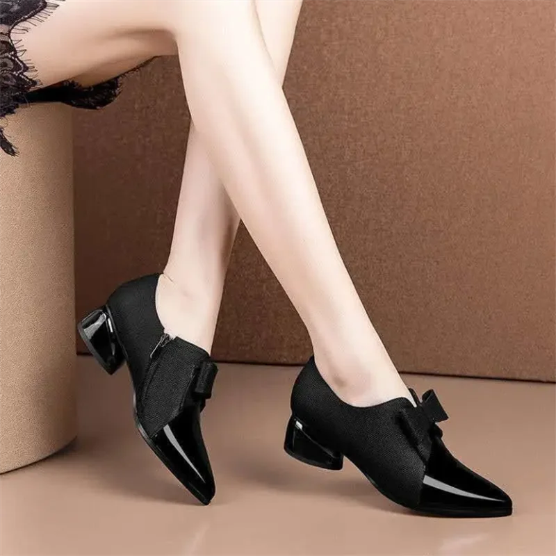 Low-Heel-Shoe-Women-Pu-Leather-Shoes-Fashion-Bows-Shoe-Woman-Pointed ...