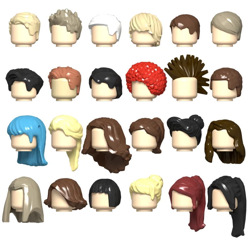1pcs City Figures Hair Building Blocks Character Head Parts Man Woman ...
