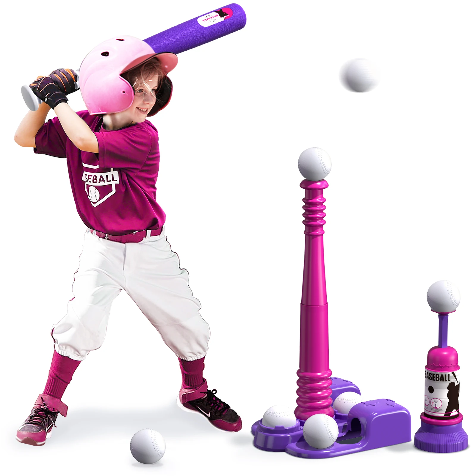 Baseball Ball Toys for Kids Adjustable Batting Automatic Pitching ...