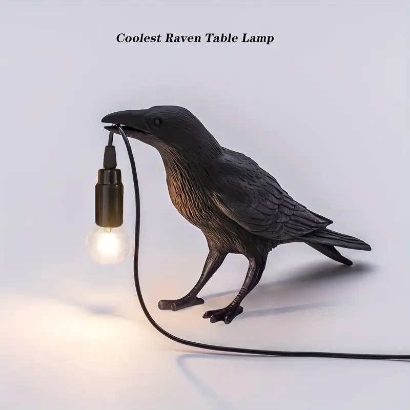 E14-Bulb-with-Plug-Gothic-Raven-Lamp-Vintage-Resin-Bird-Lamp-for ...