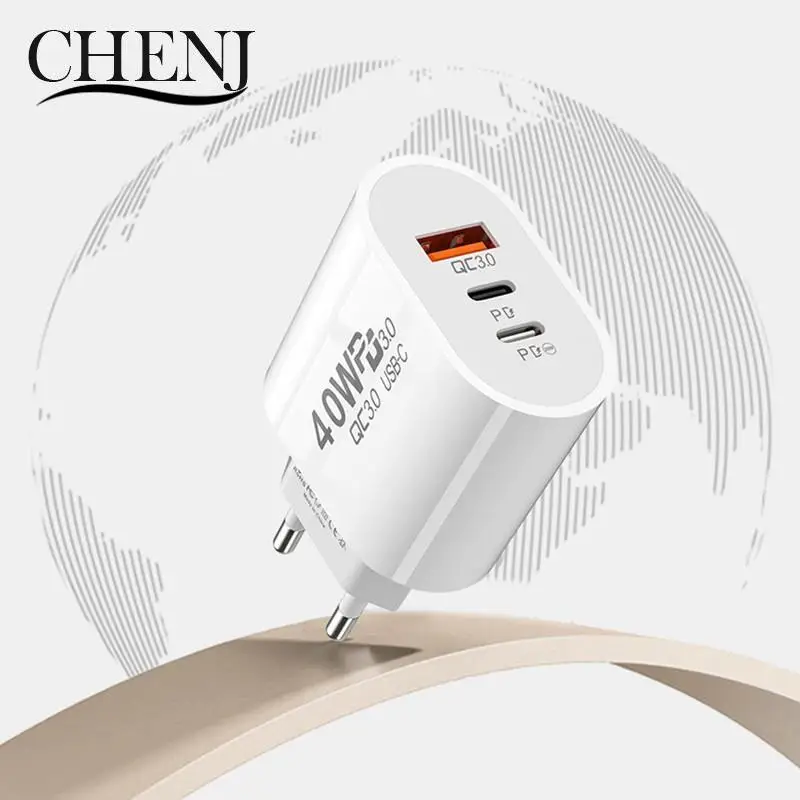 USB-C-Charger-40W-Fast-Charging-Charger-3Ports-Type-C-Mobile-Phone ...