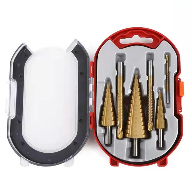 6Pcs-Step-Drill-Bit-Saw-Drill-Bit-Set-High-Speed-Steel-Titanium-Coated ...