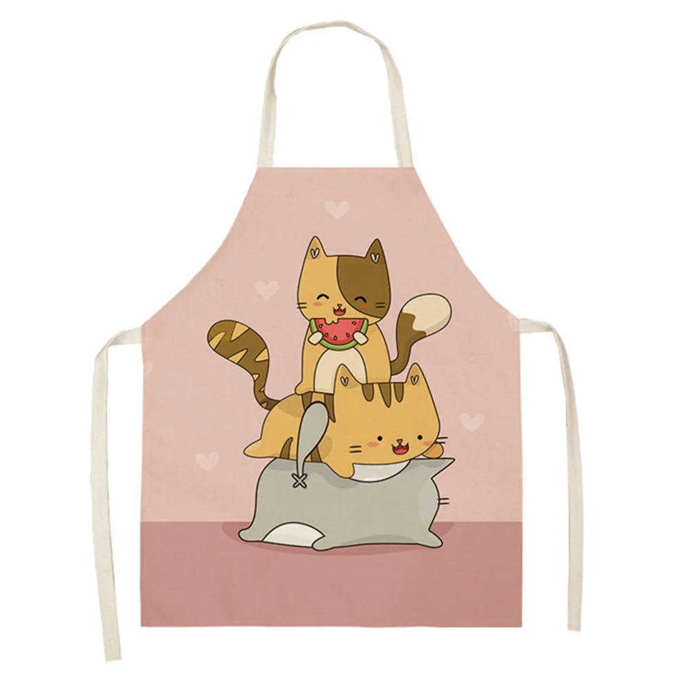 Fun-Cat-Kitchen-Ladies-Apron-Home-Clean-Pink-Cute-Cartoon-Animal-Apron ...
