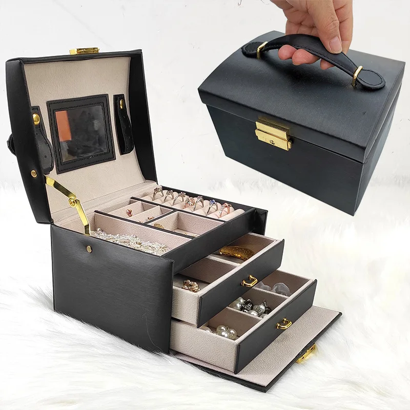 Three-tier-jewelry-box-jewelry-storage-box-portable-lock-earrings ...