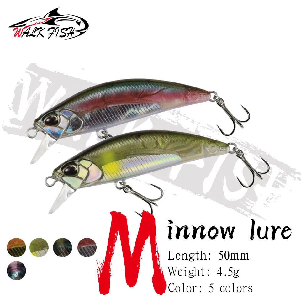 WALK FISH Mini Floating Minnow Wobblers Fishing Lures 5cm 4.5g Trout Artificial plastic Hard ...