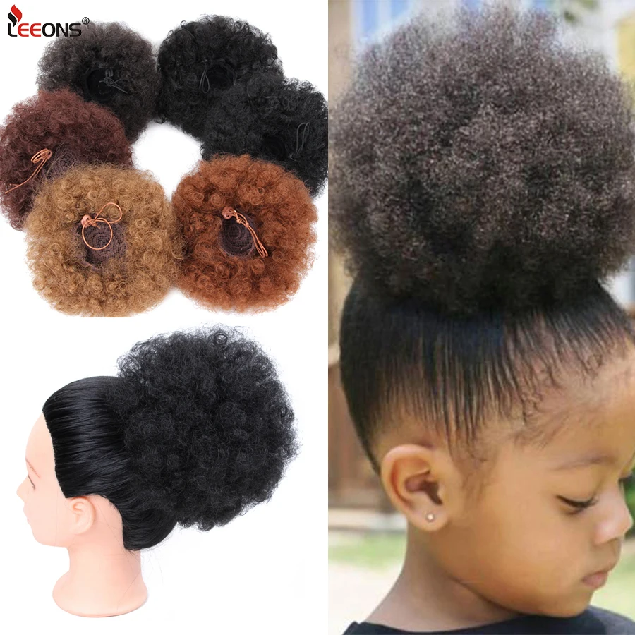 Afro Puff moño de pelo sintético esponjoso, coleta Afro con cordón ...