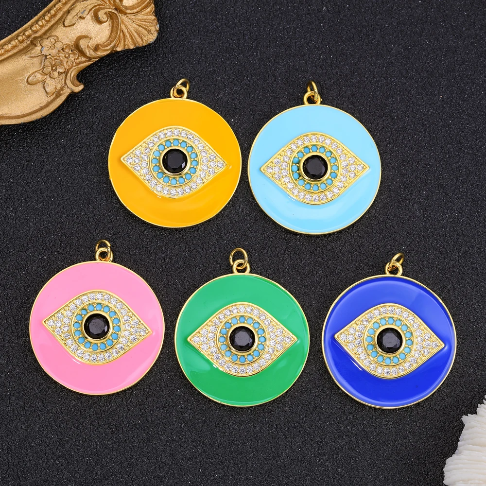 Juya Handmade 18K Gold Plated Enamel Creative Hamsa Fatima Greek Evil ...