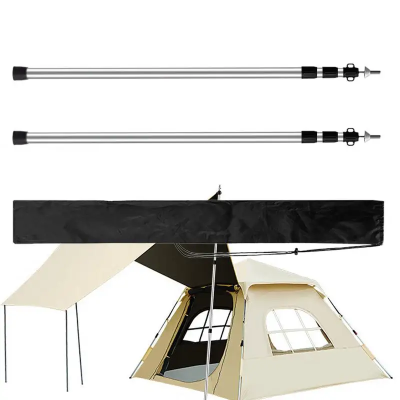 2PCS-Camping-Canopy-Pole-Telescopic-Aluminum-Alloy-Tent-Support ...