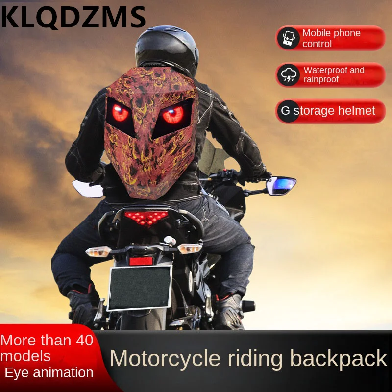 KLQDZMS Motorcycle Backpack Colorful LED Knight Pattern Shell Helmet ...