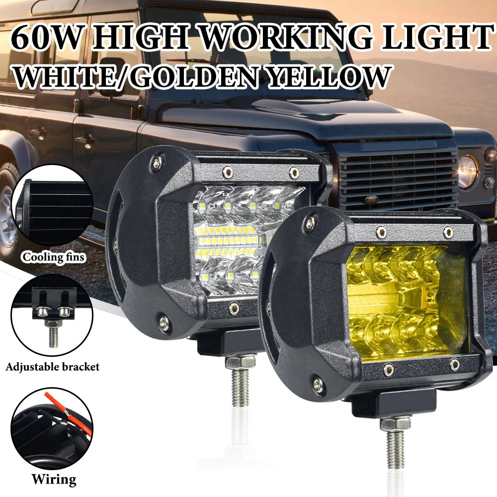 Car LED Work Light Pods 3000K 6000K DRL Driving Auxiliary Light for ...