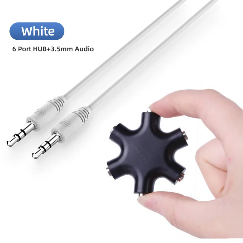6 In 1 3.5mm Audio Splitter Multi Headphone Adapter 1 Male For 5 Female ...