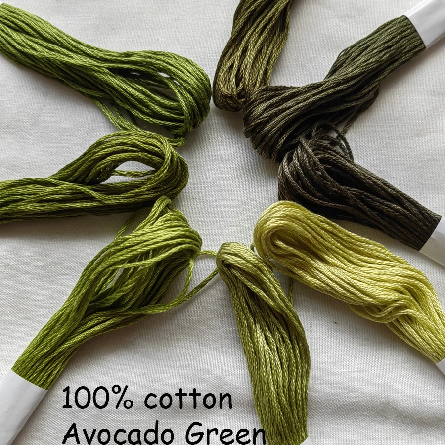 High Quality 100% Cotton Cross Stitch Embroidery Thread Avocado Green ...