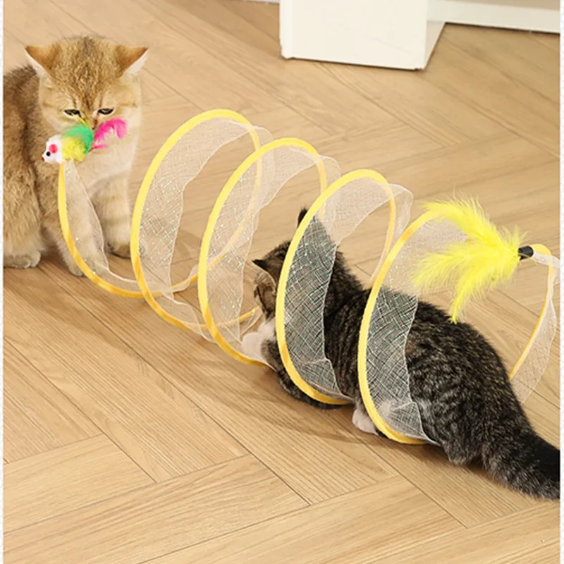 10PC-Lot-Foldable-Cat-Tunnel-Toys-S-shaped-Cat-Tunnel-Play-Toys-Feather ...