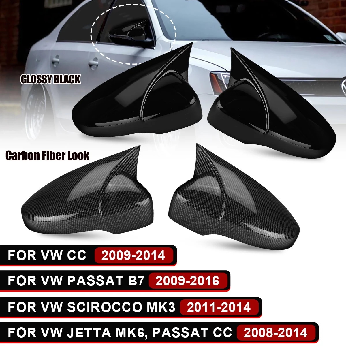 OX-Horn-Style-Car-Mirror-Cover-Car-Rearview-Mirror-Caps-For-VW-JETTA ...