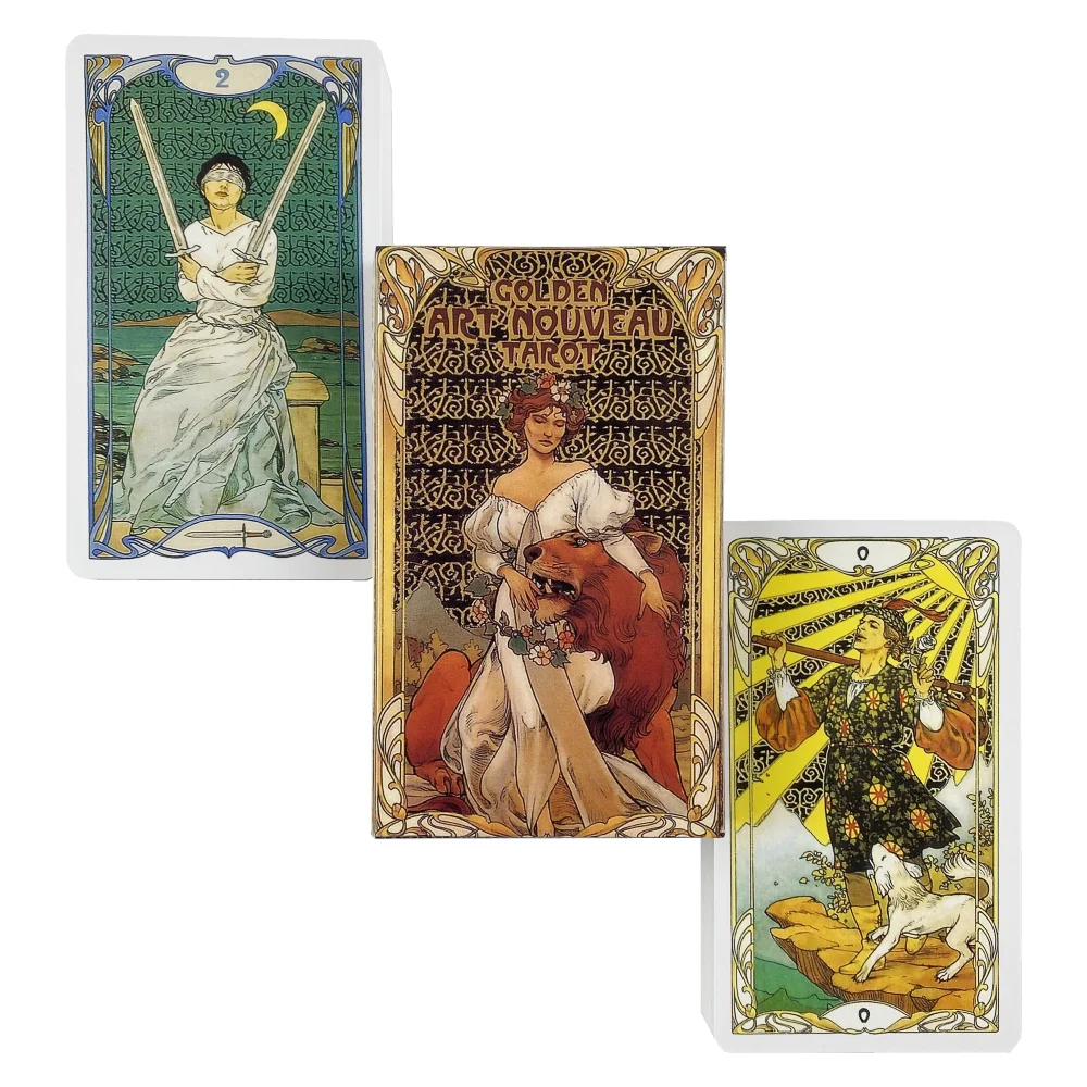 Golden-Art-Nouveau-Tarot-Tarot-Cards-Board-Game-Cards-English ...
