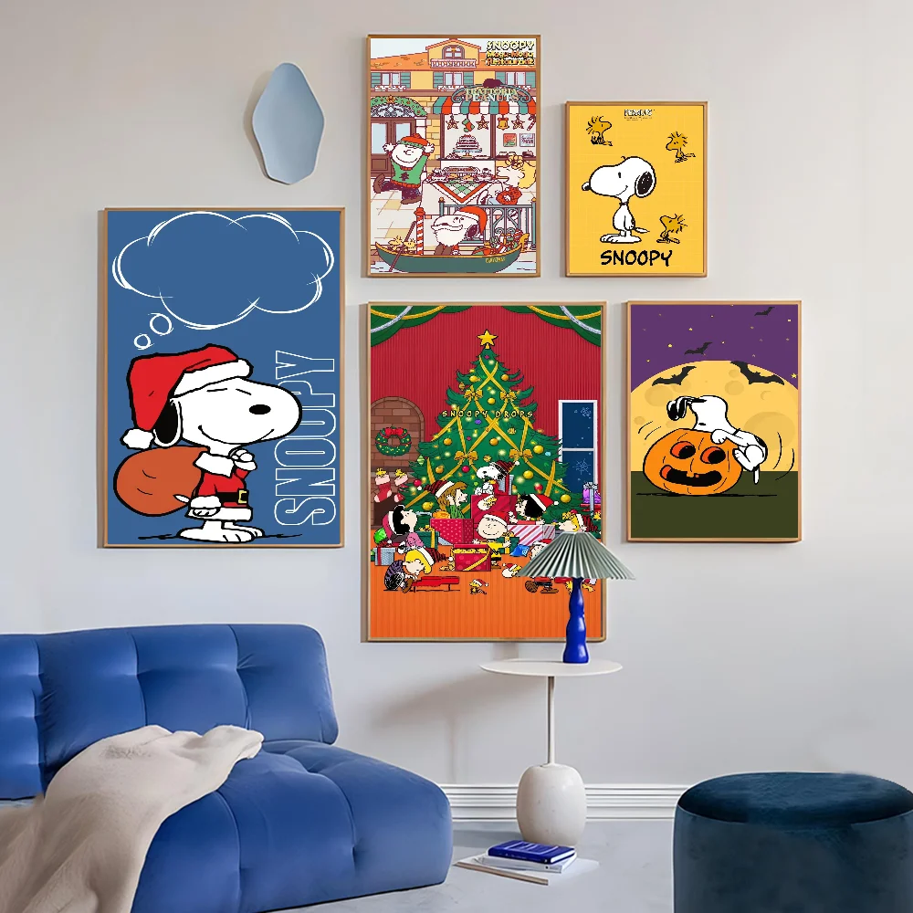 Cartoon-Snoopy-Vintage-Posters-Sticky-Retro-Kraft-Paper-Sticker-DIY ...