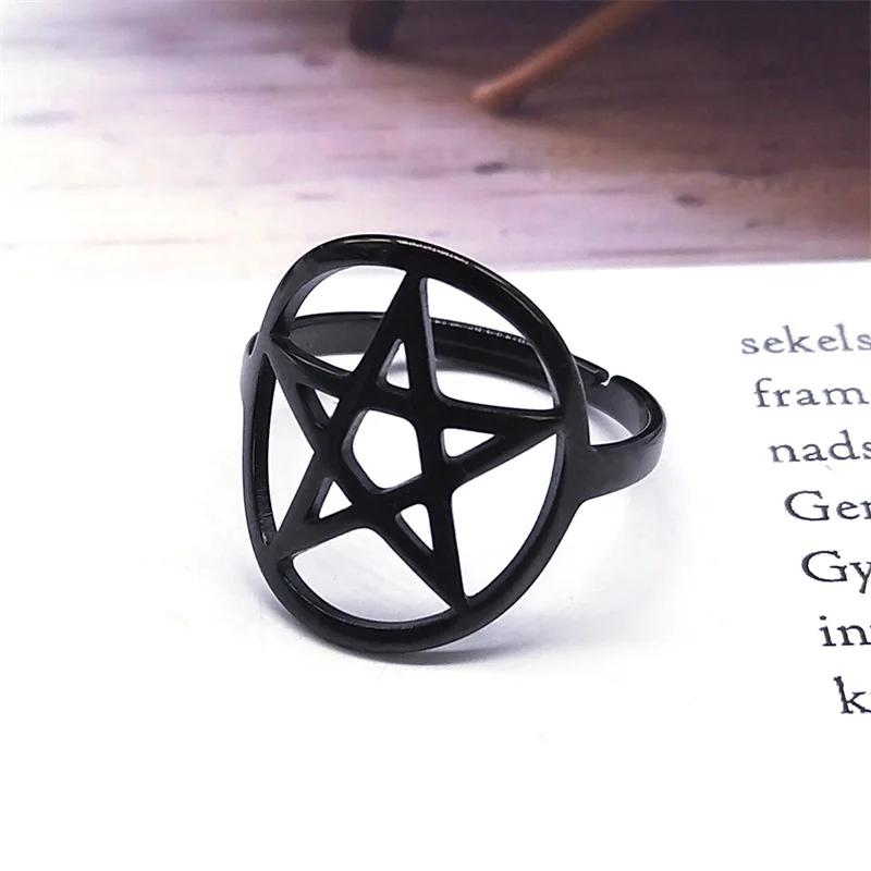 Pentagram Ring Punk Adjustable | Satan Finger Rings Men | Inverted ...