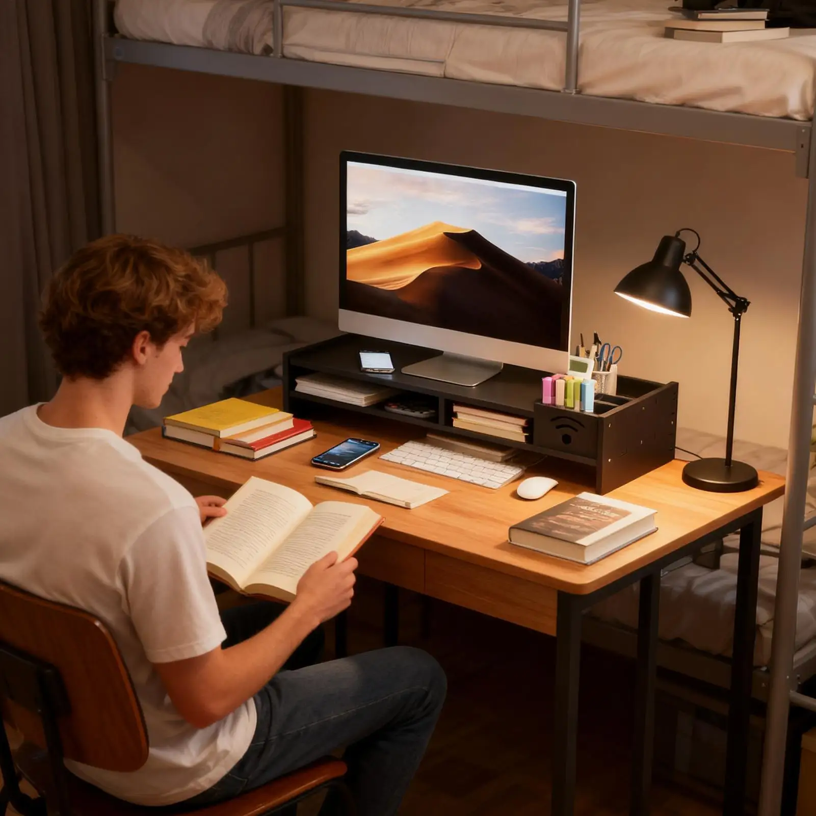 Desktop Monitor Stand 2-Tier Ergonomic Shelf Computer Riser With ...