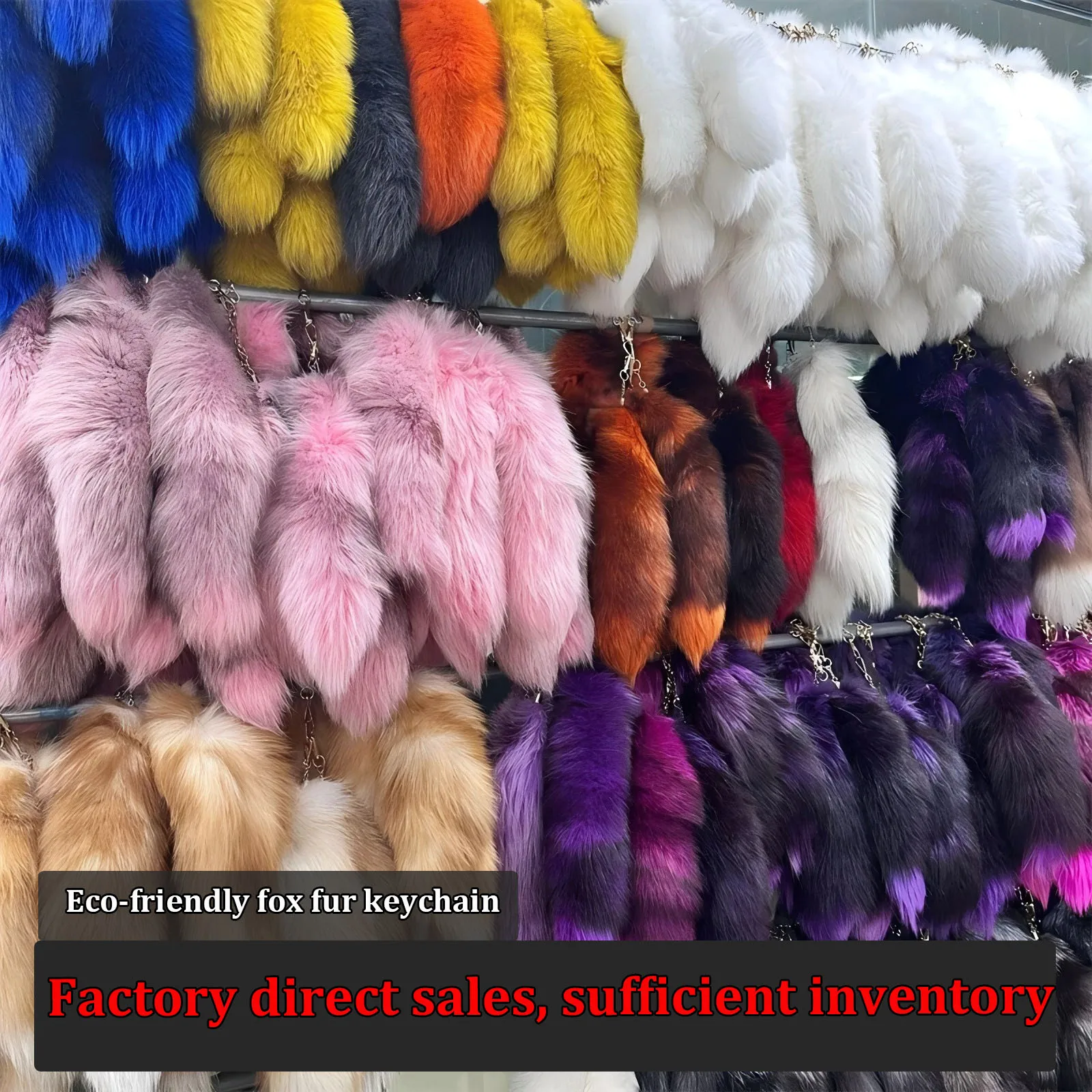 Natural Fox Fur Tail Keychain Furry Racoon Tail Decor Length 40Cm Bag ...