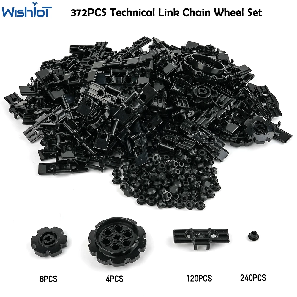 372PCS-Technical-Link-Chain-Wheel-Set-MOC-Tank-Engineering-Car-Tracks ...