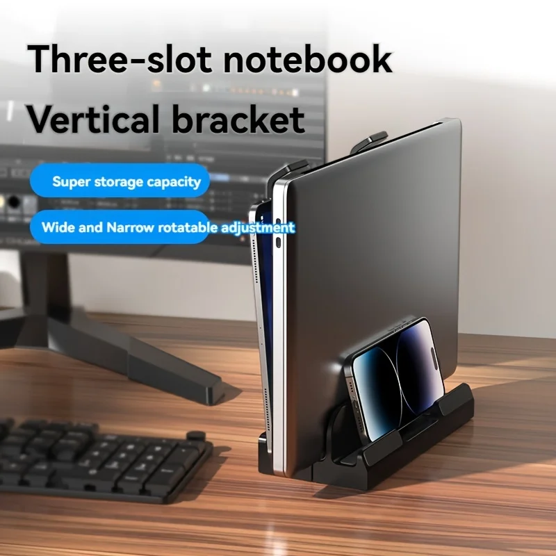 ABS material Adjustable vertical laptop stand with three-slot stand ...