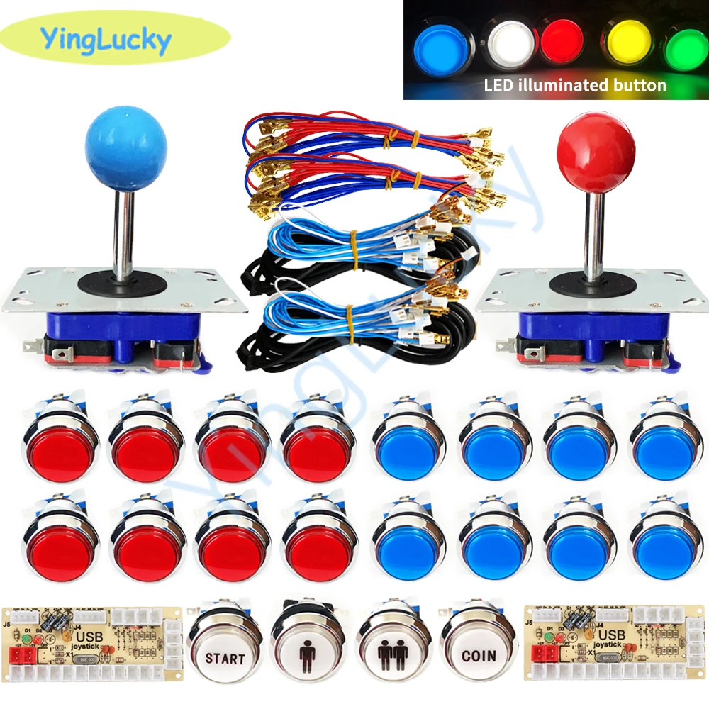2-players-JOYSTICK-KIT-DIY-Game-Machine-PC-PS3-Raspberry-Pi-Arcade-USB ...