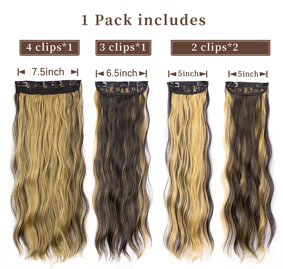 Mèche extensions,Alileader-Extensions de cheveux synthétiques ...