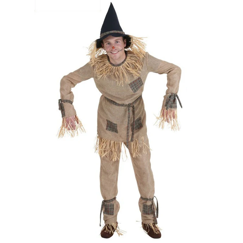 Carnival Halloween Adult Scarecrow Costume Oz Country Wizard Character ...