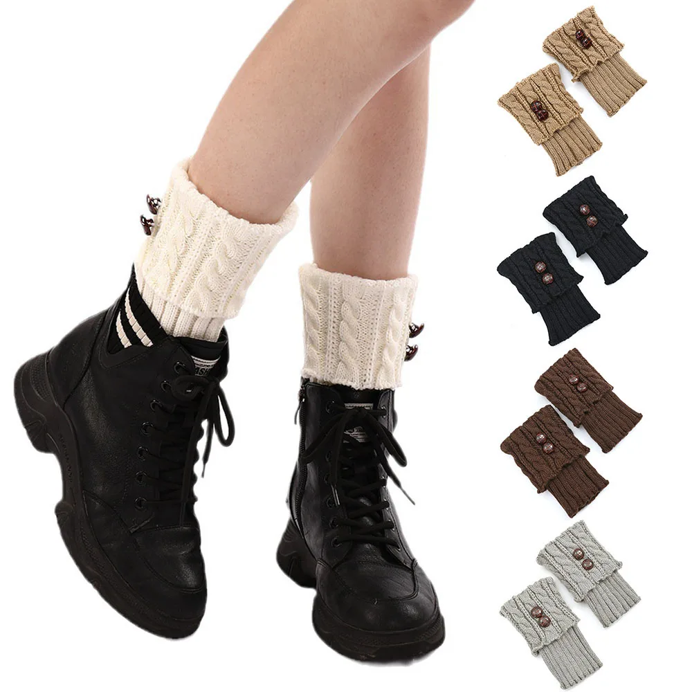 Wool-Warm-Boot-Covers-Cuffs-Knitted-Boot-Socks-Ankle-Toppers-Short-Leg ...
