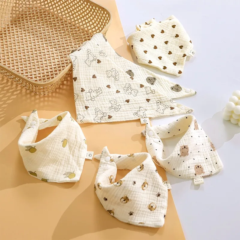 2024-Newborn-Baby-Triangle-Scarf-Mouth-Water-Towel-Four-Layer-Crepe ...