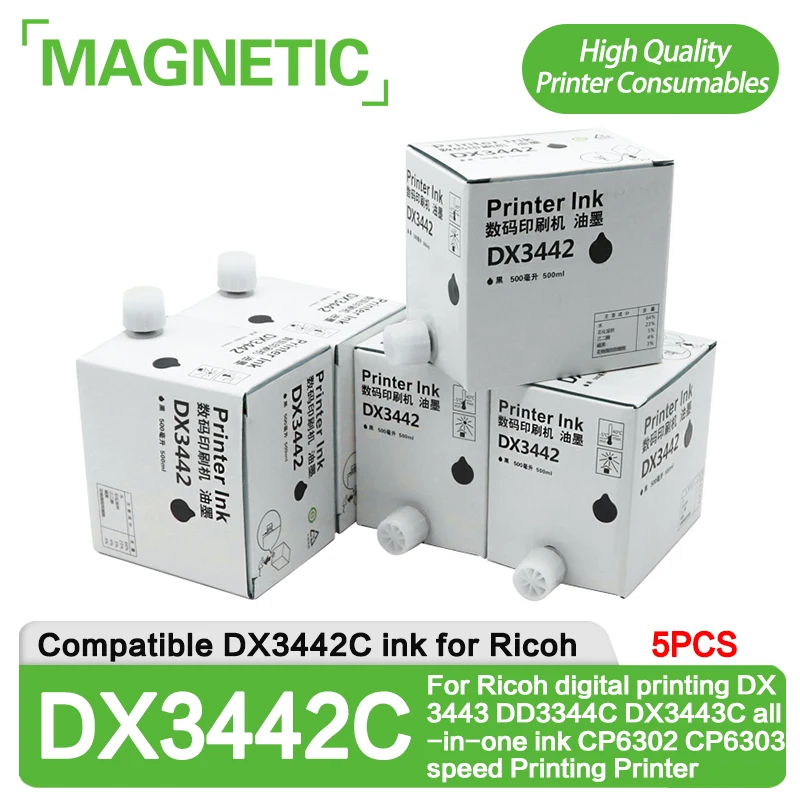 5PCS-Black-ink-cartridge-For-Ricoh-digital-printing-DX3443-DD3344C ...