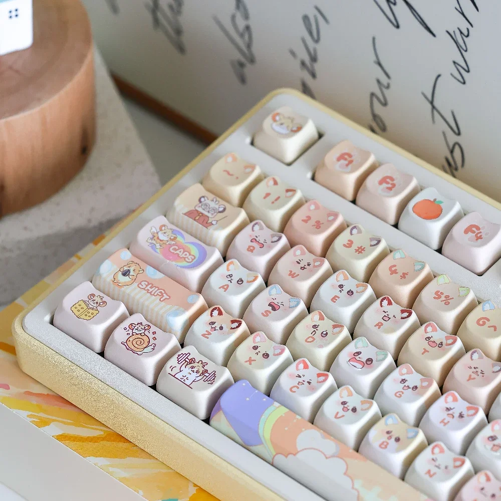 Cute-Hamster-Dudu-Keycap-MAO-Profile-142Keys-Kawaii-Cat-Ears-Shape ...