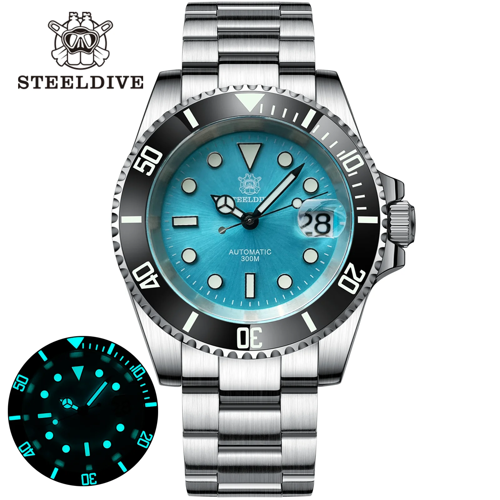 New Steeldive Sd1953 Water Ghost Swiss Luminous Automatic Mechanical ...