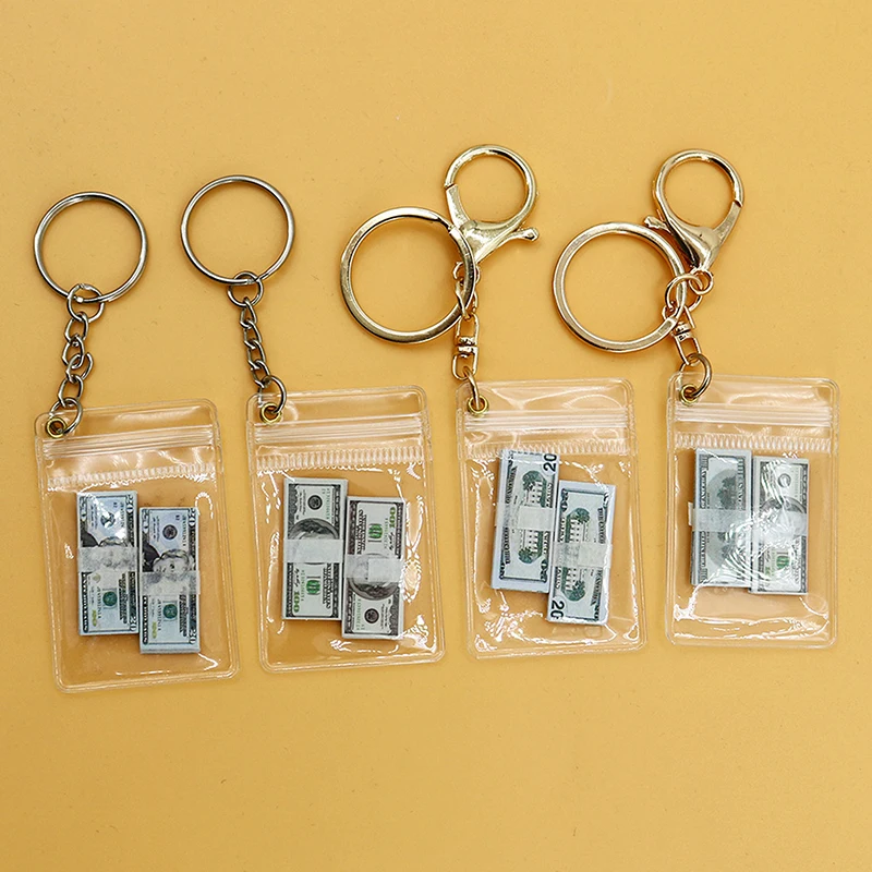 US Dollar Banknote Keychain US Dollar Pendant Mini Transparent Bag Coin ...
