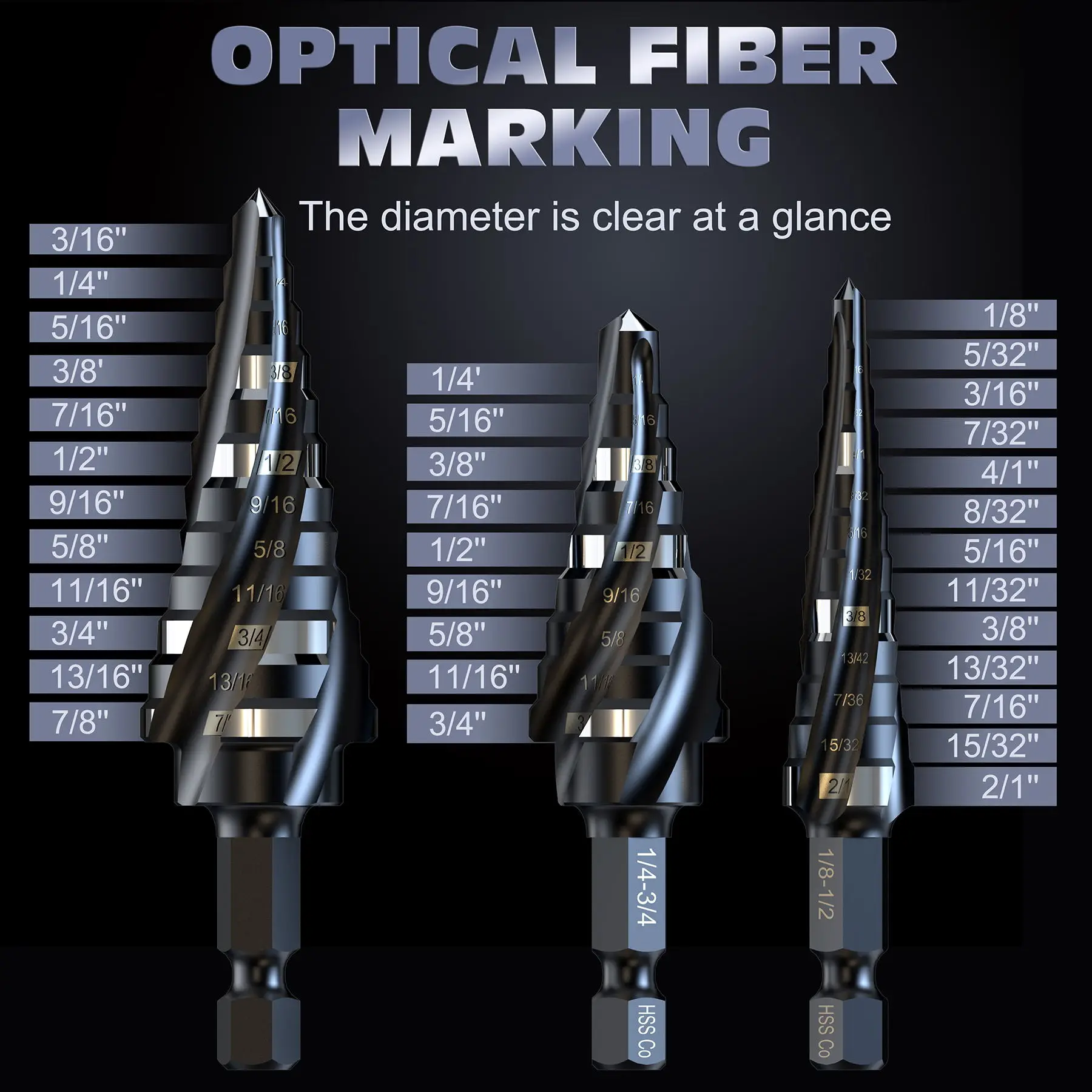 Greenlee Drill Bit Drill Bits Titanium Step Drill Bit - 1/4" To 1 3/8 ...