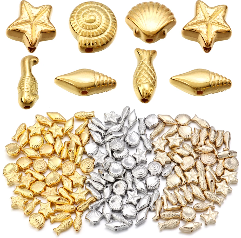 Apx 65pcs Starfish Sea Shell Beads CCB Beads Marine Animals Loose Beads ...