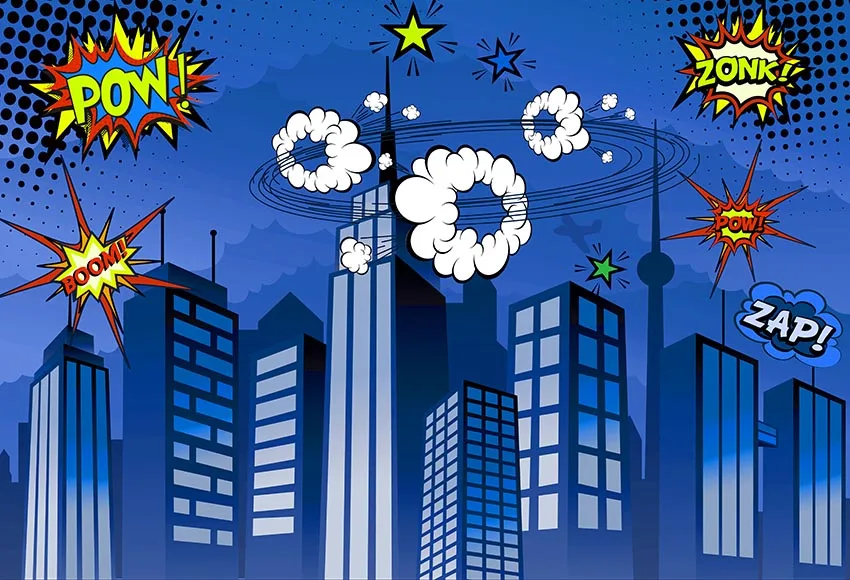 7x5FT-Super-Hero-Skyline-City-Headquater-Night-Sky-Happy-Birthday ...