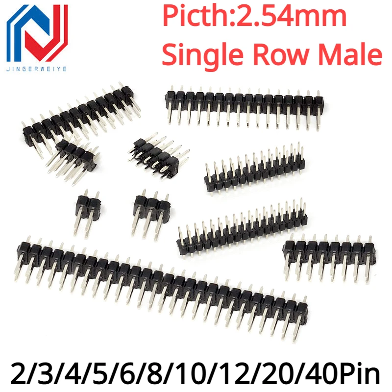 50-20-10Pcs-2-54mm-Single-Row-Male-1-2-40P-PCB-Board-Pin-Header ...