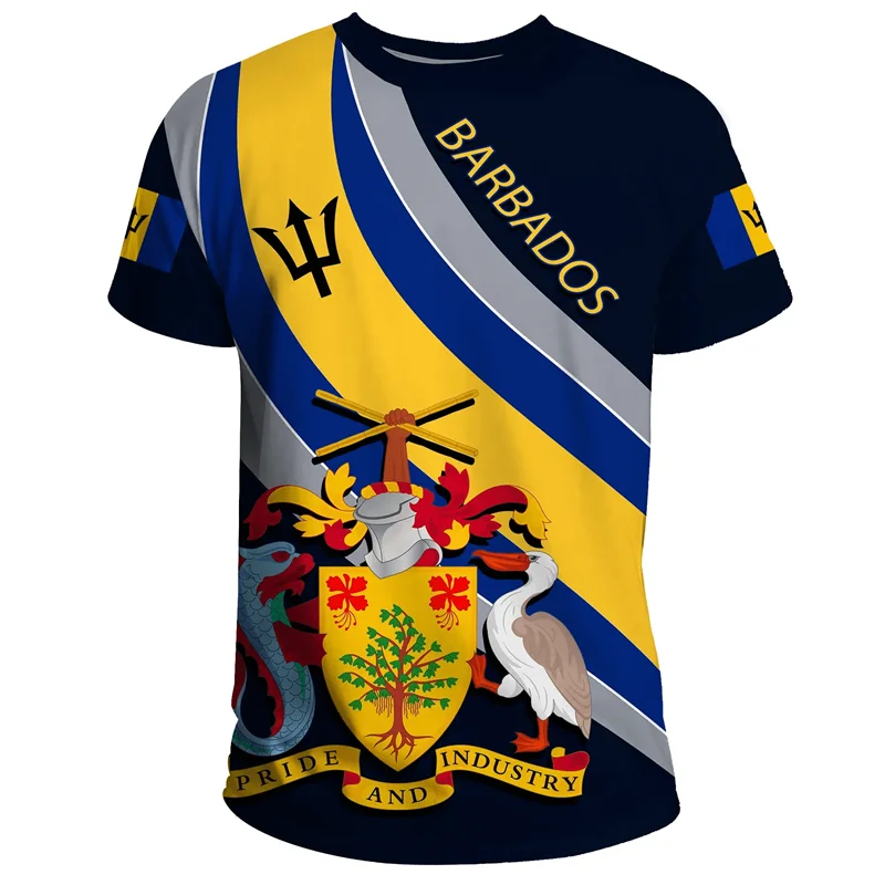 Barbados Flag Graphic T-Shirt For Men Clothes 3D Printed Outdoor ...