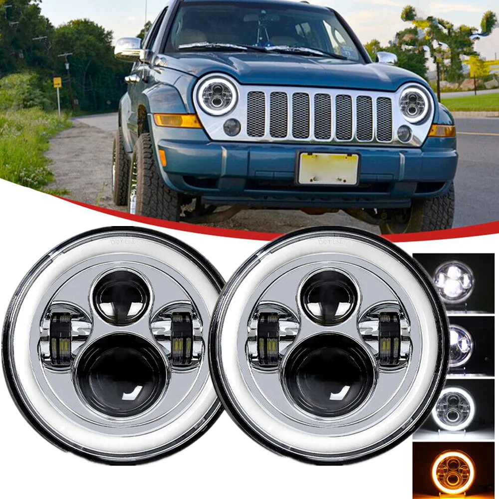 2pcs 7 Inch Led Headlights Off Road Car Led Lamp H4 7inch Headlight ...