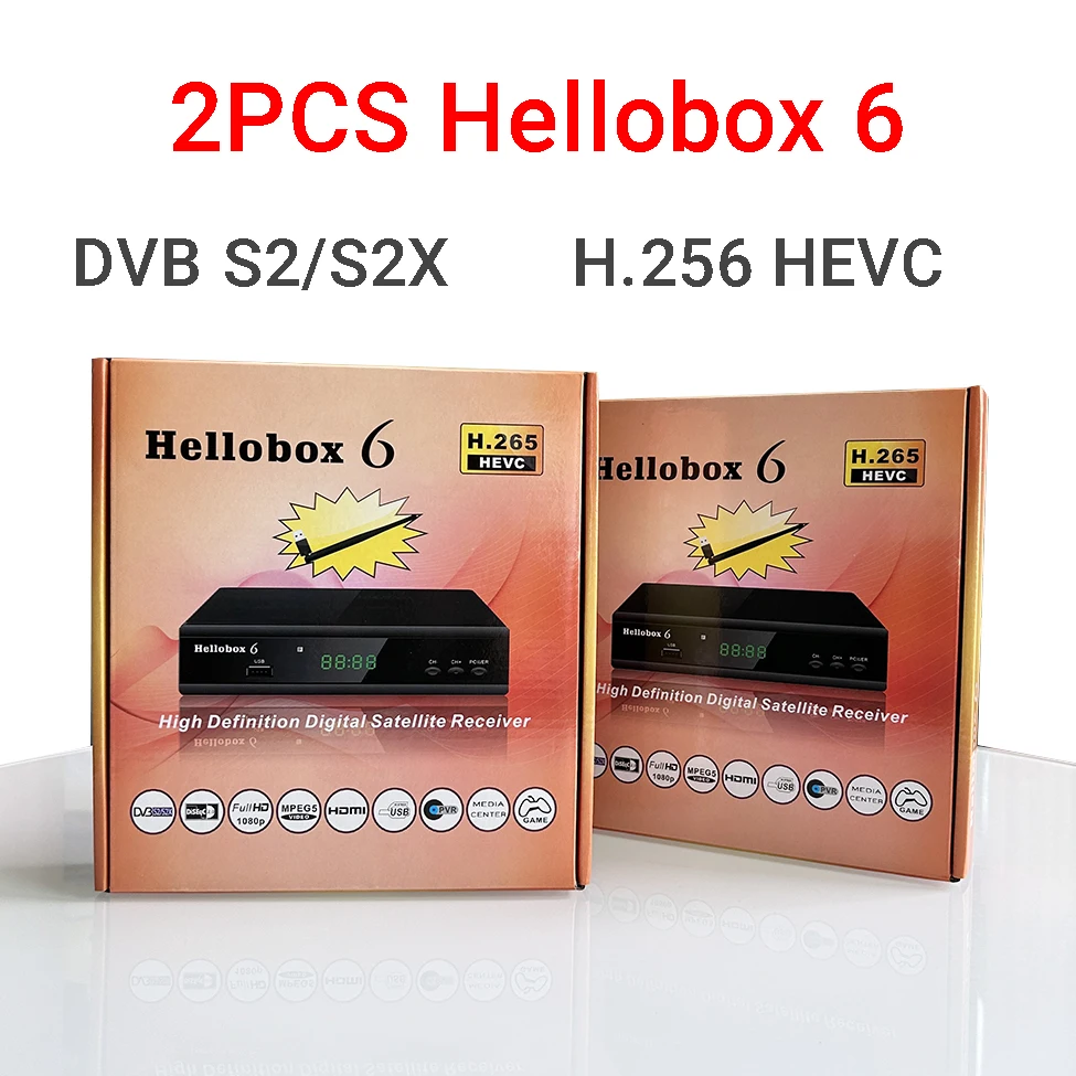 Hellobox 6-receptor de satélite compatible con H.265, HEVC, T2MI, USB ...