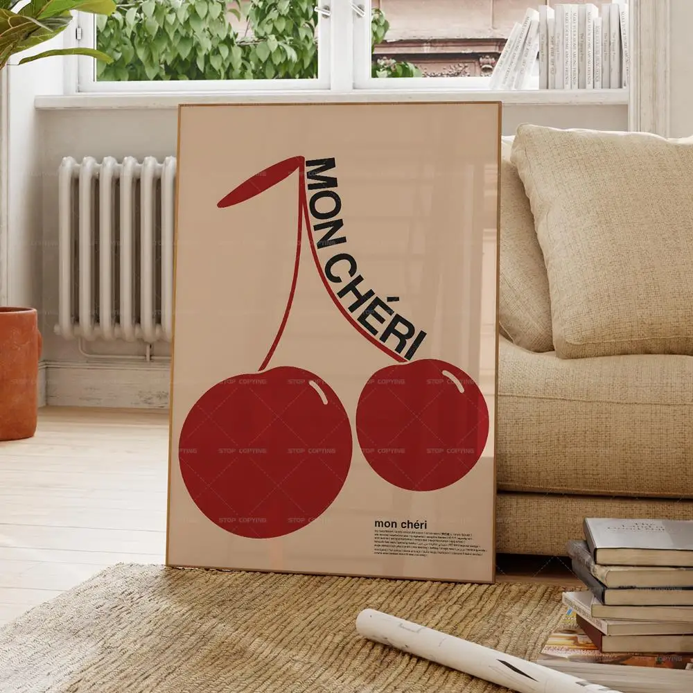 Retro-Fine-Art-Maximalist-Mon-Cheri-French-Cherry-Quotes-Gift-Wall-Art ...