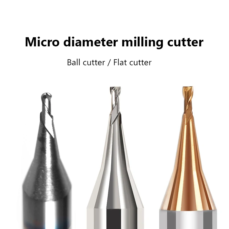 2Flute Micro Flat End Mill 0.2-0.9mm Mini CNC Router Bit 4mm Shank ...