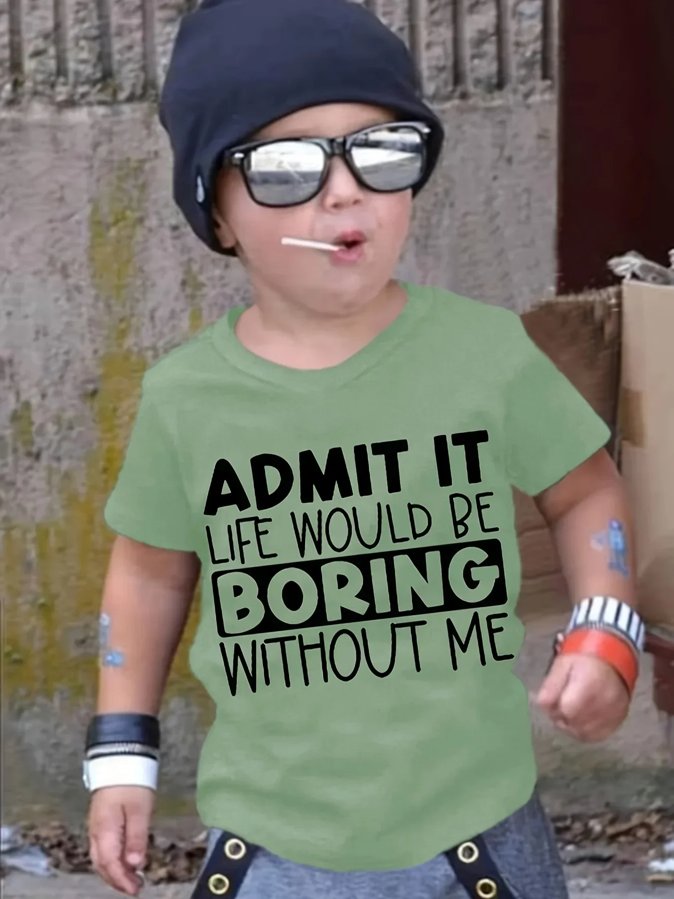 Boys-T-shirt-Admit-Life-Would-Be-Boring-Without-Me-Printed-Crewneck-Top ...