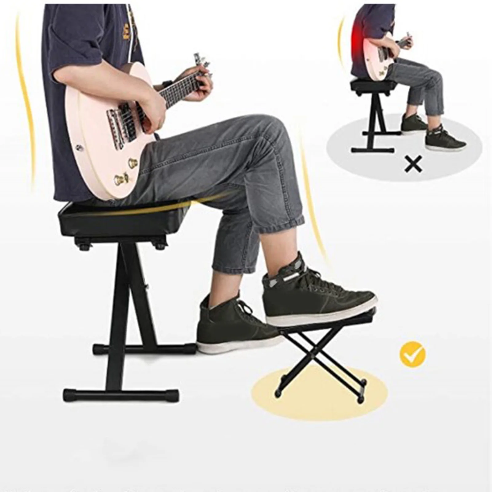 Guitar Foot Rest Folding Guitar Footstool Anti Skid Metal Comfortable ...